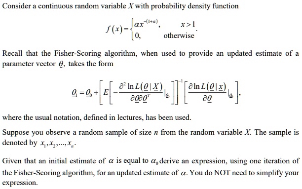 Consider a continuous random variable X with probability density function f(x) = ax^-(1+α), x ...