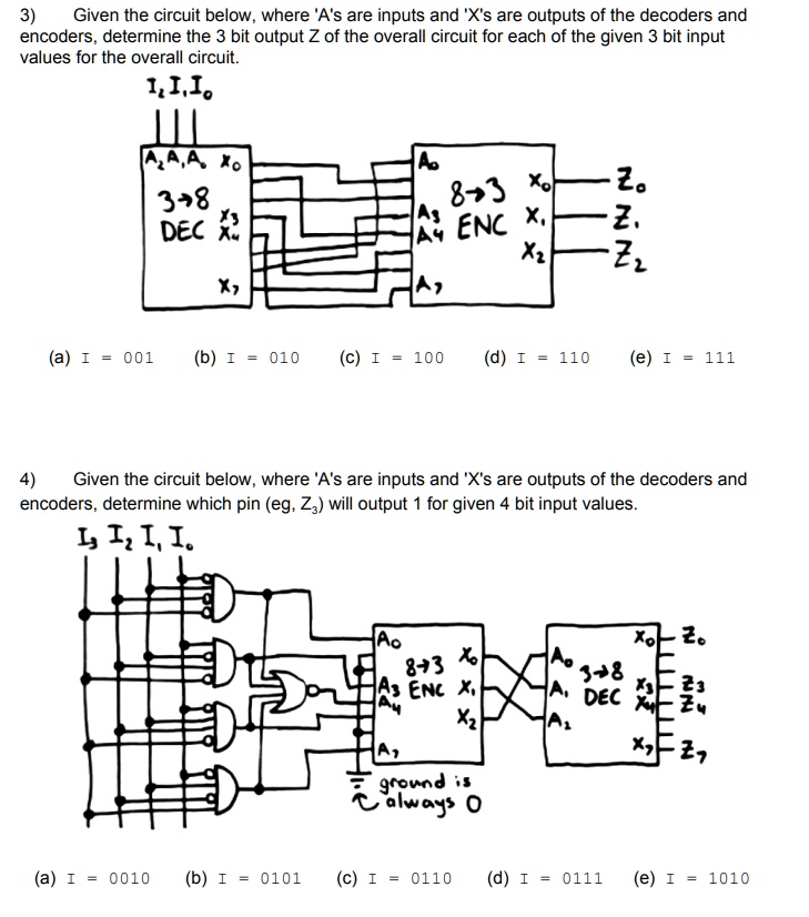 Solved Given The Circuit Below Where As Are Inputs And Xs Are Outputs Of The Decoders And