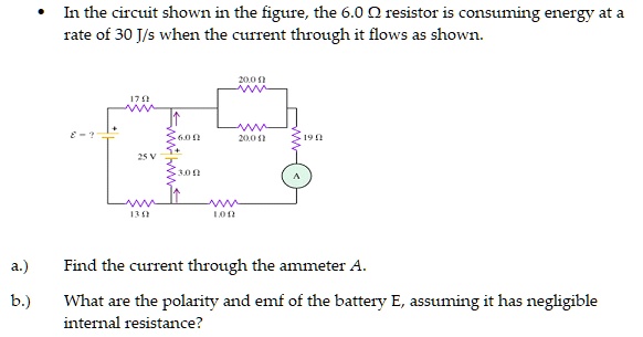 i the circuit shown i1 the figure the 60 0 resistor is consuming energy at a rate of 30 js when ...