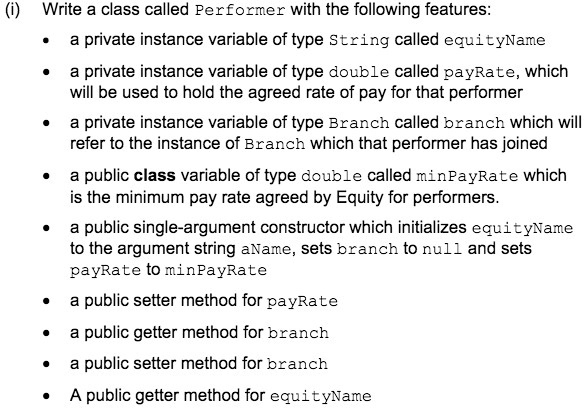 Solved Write A Class Called Performer With The Following Features A Private Instance Variable