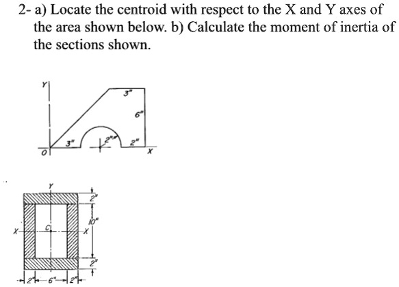 SOLVED: a. Locate the centroid with respect to the X and Y axes of the area shown below. b ...