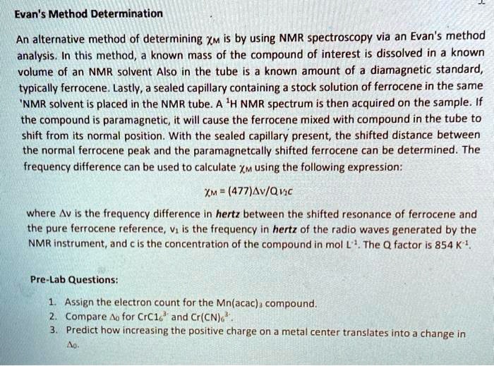 evans method determination an alternative method of determining xm is ...