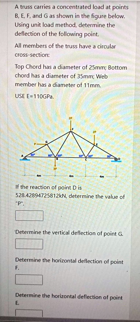 [GET ANSWER] A truss carries a concentrated load at points B, E, F, and G as shown in the figure ...
