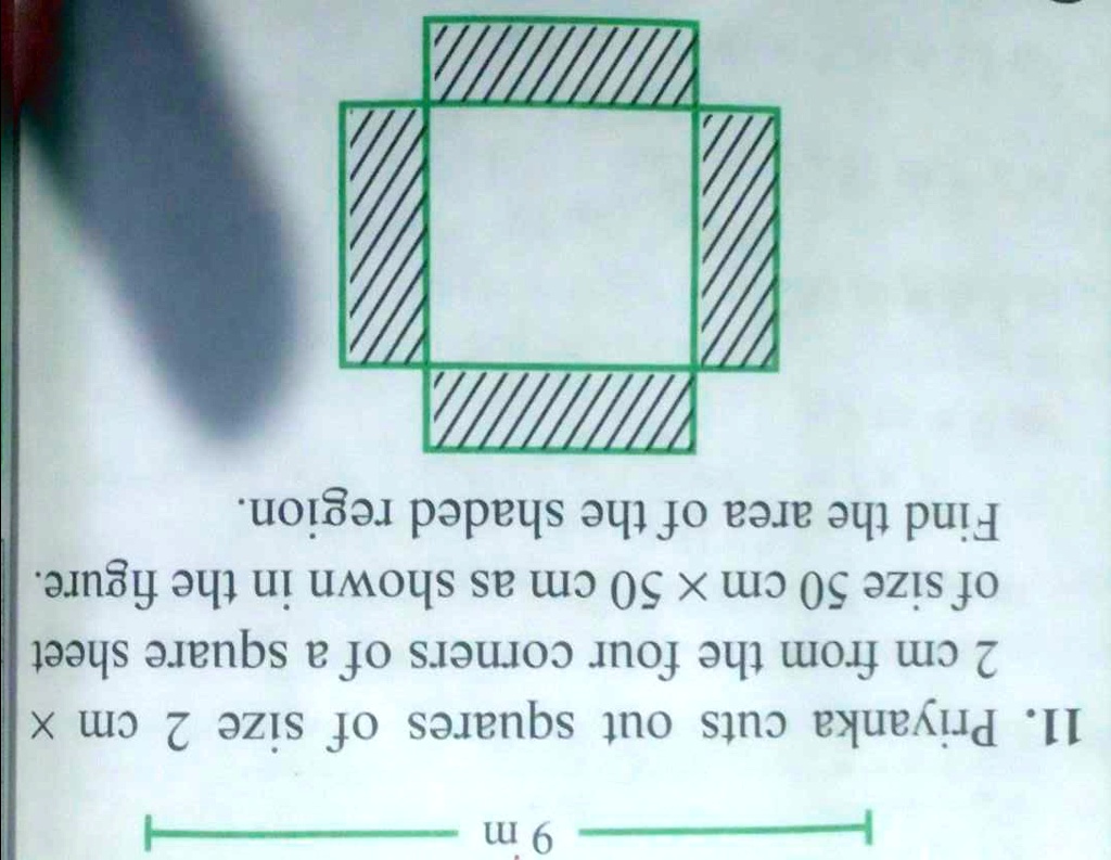 Priyanka cuts out squares of size 2cm × 2cm from the four corners of a ...