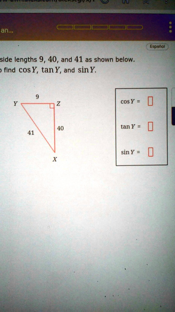 SOLVED: A right triangle has side lengths 9, 40, and 41 as shown below ...