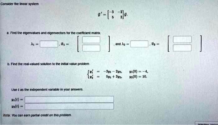 SOLVED: Texts: Consider the linear system. a. Find the eigenvalues and ...