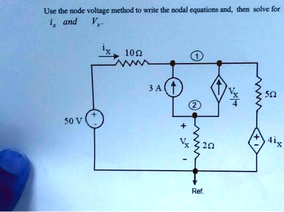 SOLVED: Use the node voltage method to write the nodal equations and then solve for i and V. 10 ...