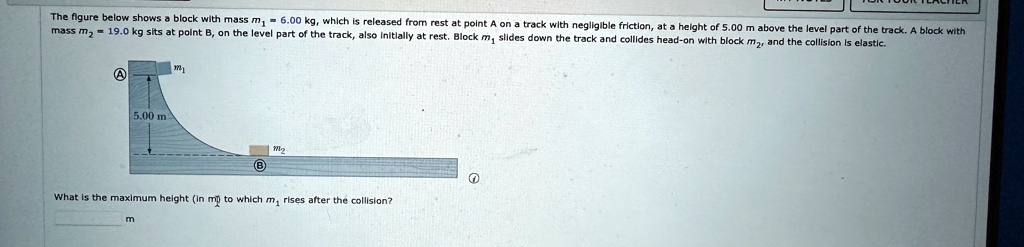 The figure below shows a block with mass m1 = 6.00 kg, which is released from rest at point A on ...