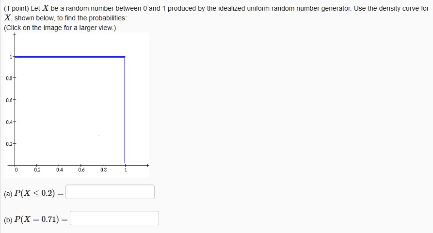 SOLVED:(1 point) Let X be random number between and produced by the idealized uniform random ...