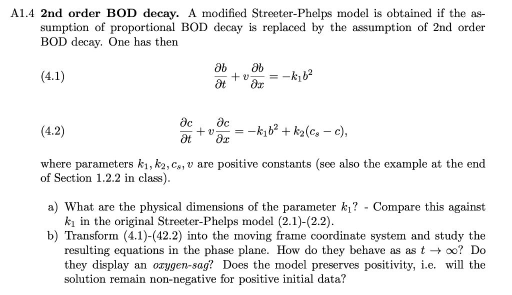 a14 2nd order bod decay a modified streeter phelps model is obtained if ...