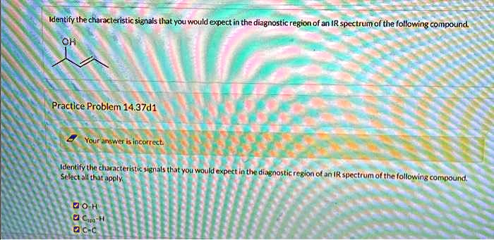 Identify the characteristic signals that you would expect in the diagnostic region of an IR ...