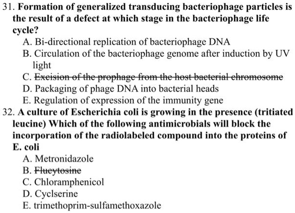 31 formation of generalized transducing bacteriophage particles is the ...