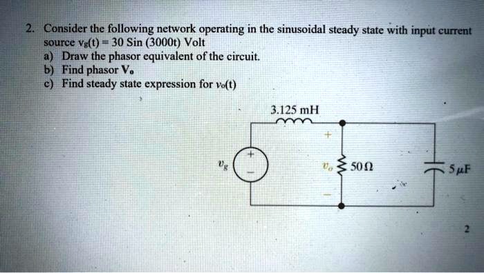 SOLVED: Text: circuit 2. Consider the following network operating in the sinusoidal steady state ...