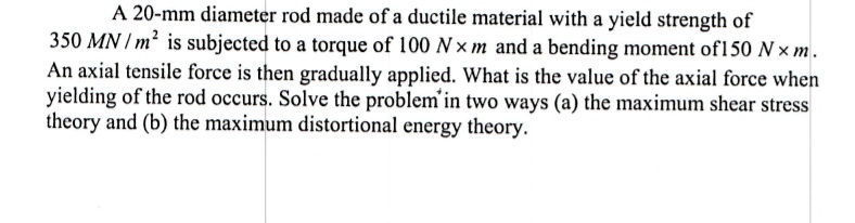 SOLVED: A 20-mm diameter rod made of a ductile material with a yield ...