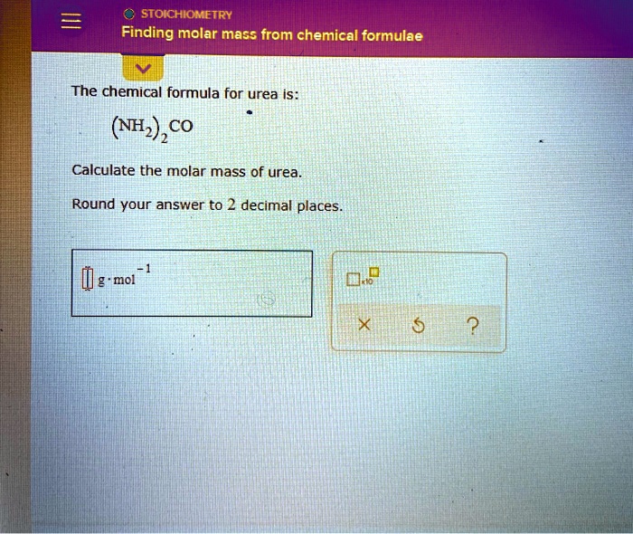 SOLVED: STOICHIOMETRY Finding molar mass from chemical formulae The ...