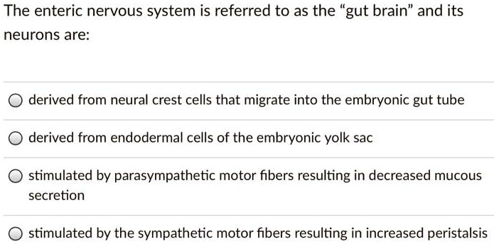 SOLVED: The enteric nervous system is referred to as the "gut brain ...