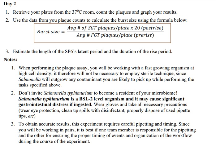 SOLVED: Day 2 Retrieve your plates from the 37'C room; count the ...