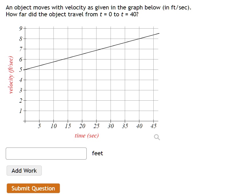 an object moves with velocity as given in the graph below in ftlsec how far did the object ...