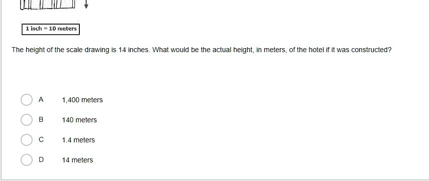 SOLVED: 'The height of the scale drawing is 14 inches. What would be ...