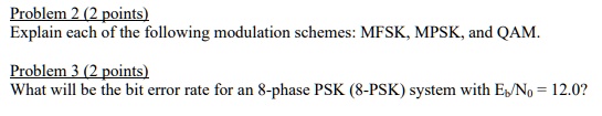 Solved Problem 2 2 Points Explain Each Of The Following Modulation