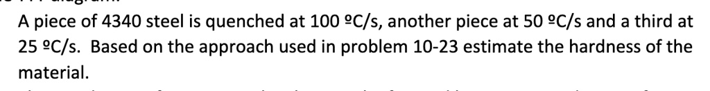 SOLVED: A piece of 4340 steel is quenched at 100 2c/s, another piece at ...