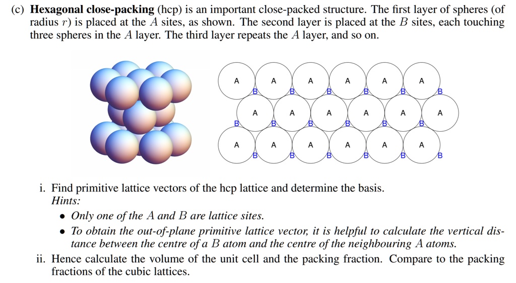 C Hexagonal Close Packing Hcp Is An Important Close Packed