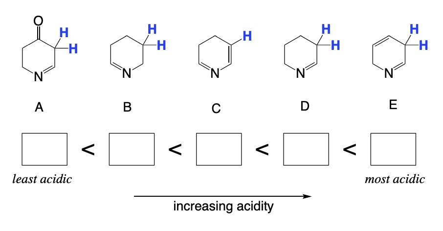 Solved Arrange The Following Compounds In Order Of Increasing Acidity Of The Hydrogen Atom S
