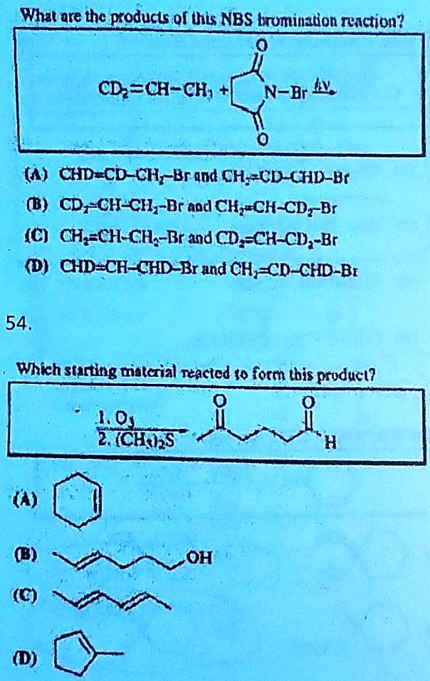 what are the products of this nbs bromination reaction a ch2ch ch2 br ...