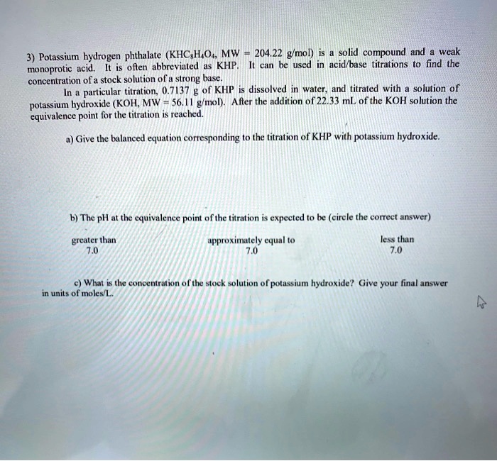 3 potassium hydrogen phthalate khcshos mw 20422 gjmol solid compound ...