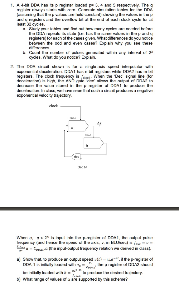 a 4 bit dda has its register loaded p 3 and 5 respectively the register ...