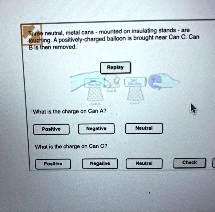 SOLVED: Three neutral, metal cans mounted on insulating stands are ...