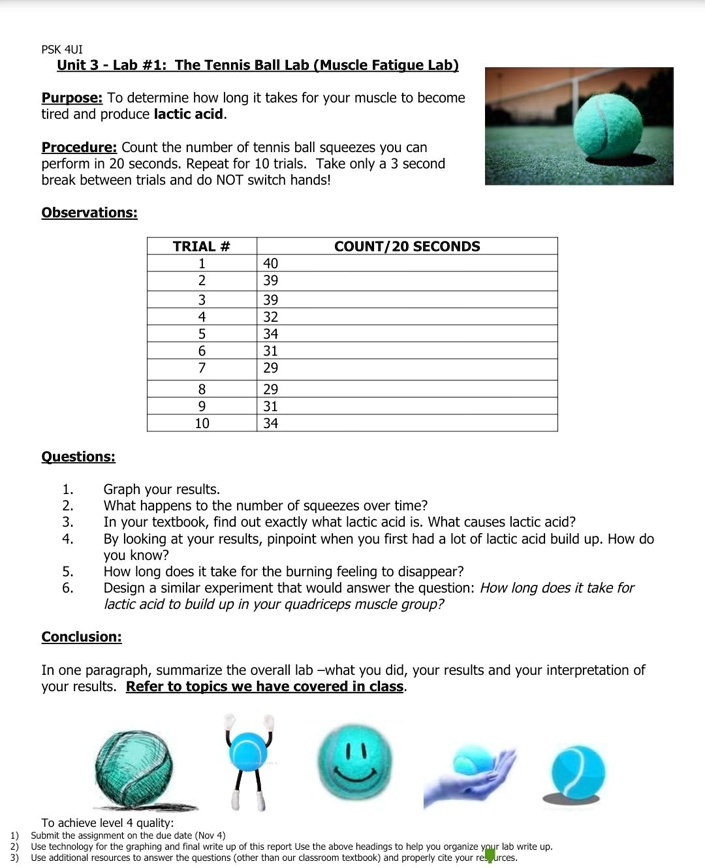 psk 4ui unit 3 lab li thetennis balllab muscle fatique lab purpose to determine how long it ...