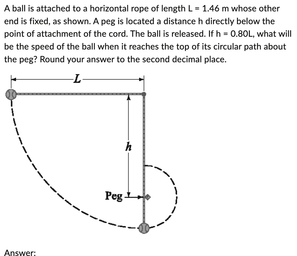 SOLVED: A ball is attached to a horizontal rope of length L = 1.46 m whose other end is fixed ...