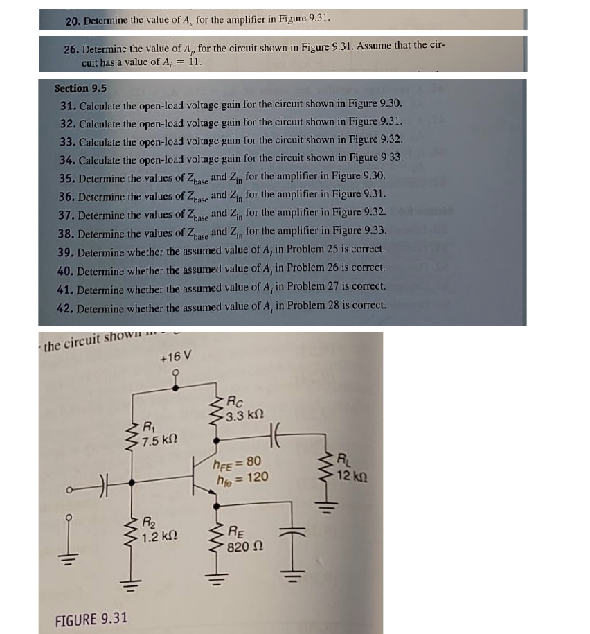 problems 20 32 36 and 40 20 determine the value of a for the amplifier in figure 931 26 ...