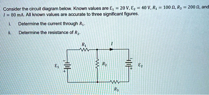 SOLVED: Consider the circuit diagram below. Known values are â‚¬120 V, Ez 40 V, R = 100 Î©, Rz ...