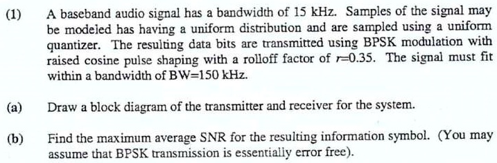 SOLVED: A baseband audio signal has a bandwidth of 15 kHz. Samples of ... SOLVED: A baseband audio signal has a bandwidth of 15 kHz. Samples of ...
