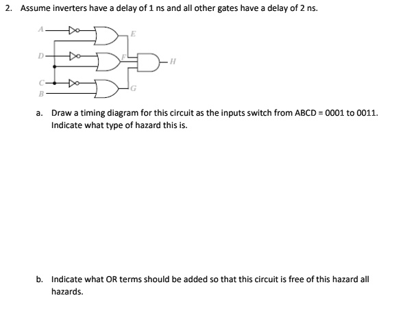 2. Assume inverters have a delay of 1 ns and all other gates have a ...