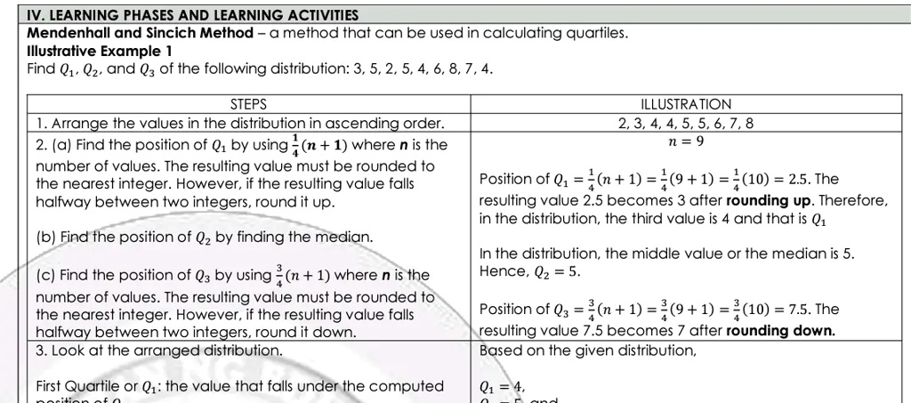 iv learning phases and learning activities mendenhall and sincich method a method that can be ...