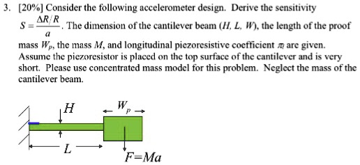3. [20%] Consider the following accelerometer design. Derive the sensitivity \begin{equation*} S ...