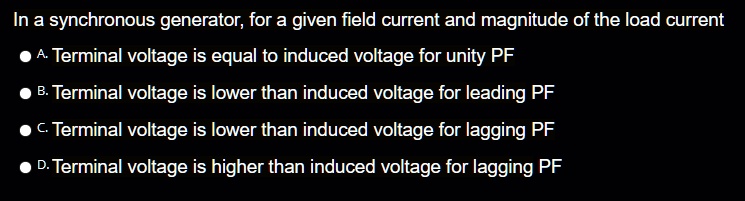 In a synchronous generator, for a given field current and magnitude of ...