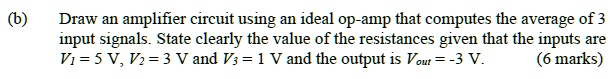 SOLVED: (6) Draw an amplifier circuit using an ideal op-amp that ...