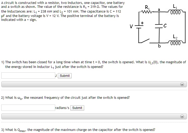 Solved Circuit Is Constructed With Resistor Two Inductors One