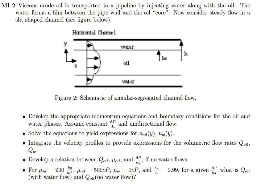 SOLVED: Viscous crude oil is transported in a pipeline by injecting water along with the oil ...