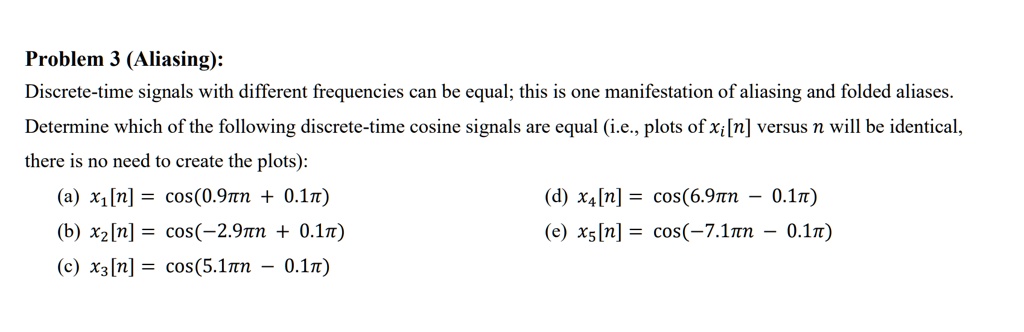 SOLVED: Problem 3 (Aliasing): Discrete-time signals with different ...