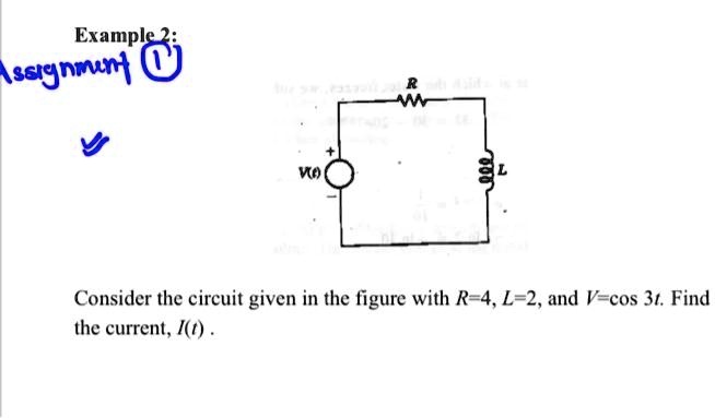 Example 2: Assignment + V(e) R 000 L Consider the circuit given in the ...