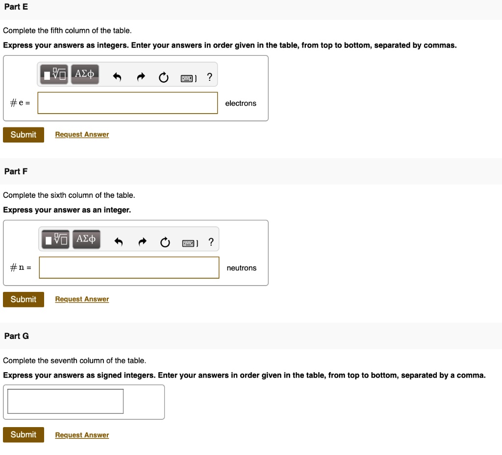 part e complete the fifth column of the table express your answers as ...