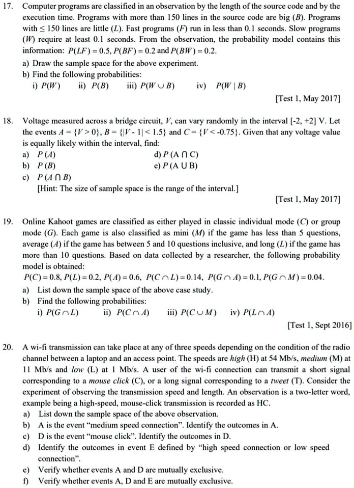 17 computer programs are classified in an observation by the length ...