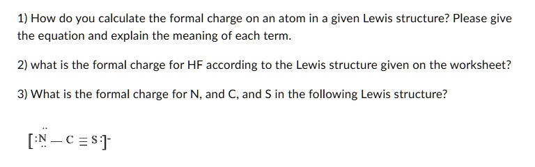 1 how do you calculate the formal charge on an atom in a given lewis ...