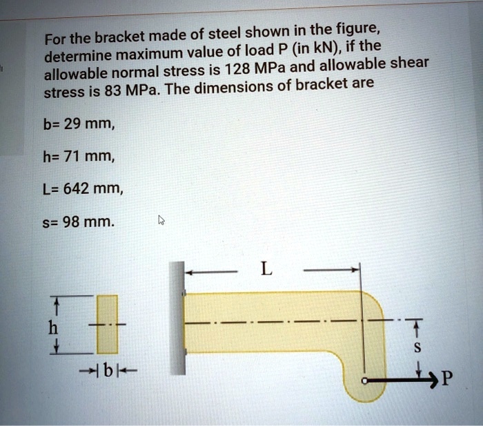 For the bracket made of steel shown in the figure, determine the ...