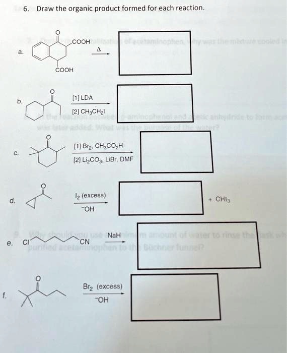 SOLVED: Draw the organic product formed for each reaction. COOH [1] LDA ...
